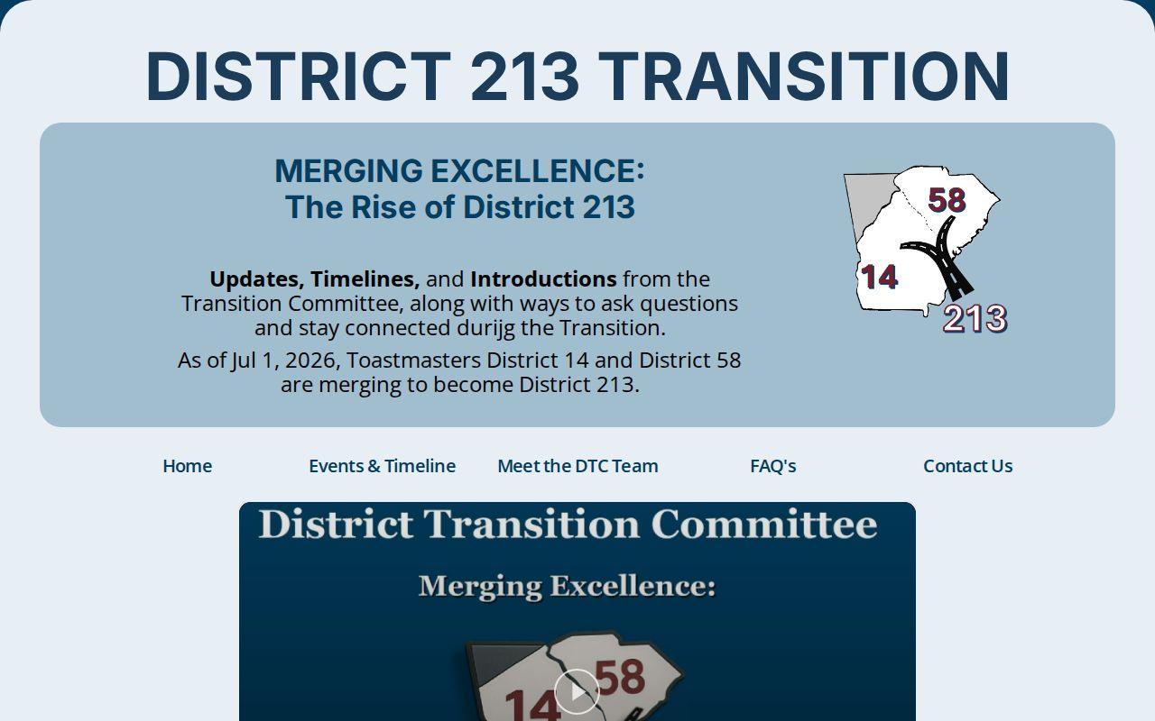 Toastmasters District 213 Transition - Informational Page (D14 & D58 ...